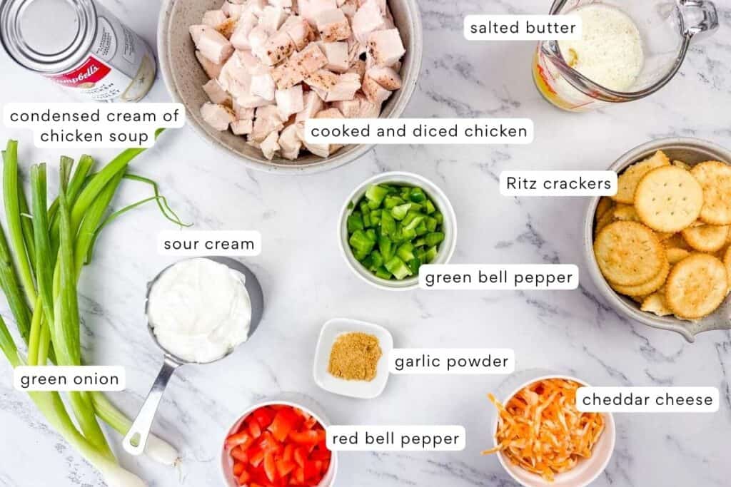 Mom's Ritz Cracker Chicken Casserole with Cheese - Retro Recipe Book