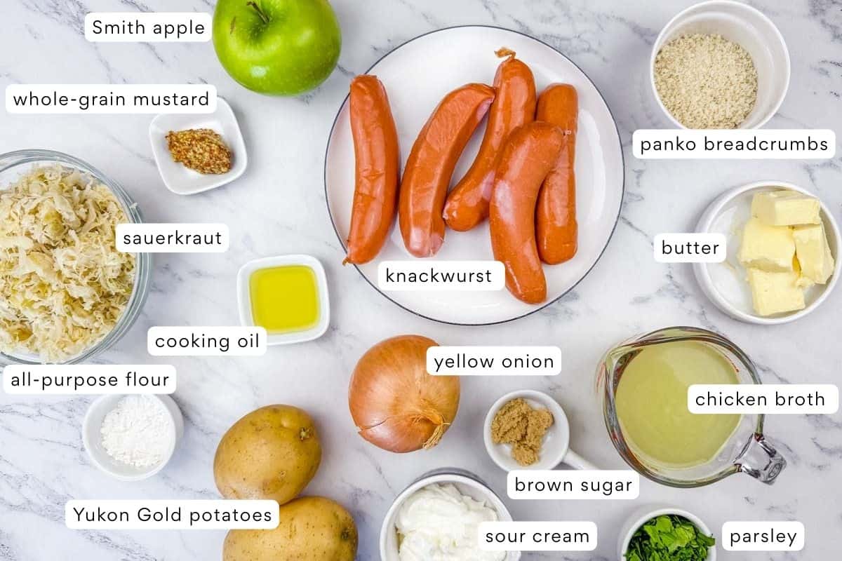 Oma's Knackwurst & Sauerkraut Skillet - Retro Recipe Book