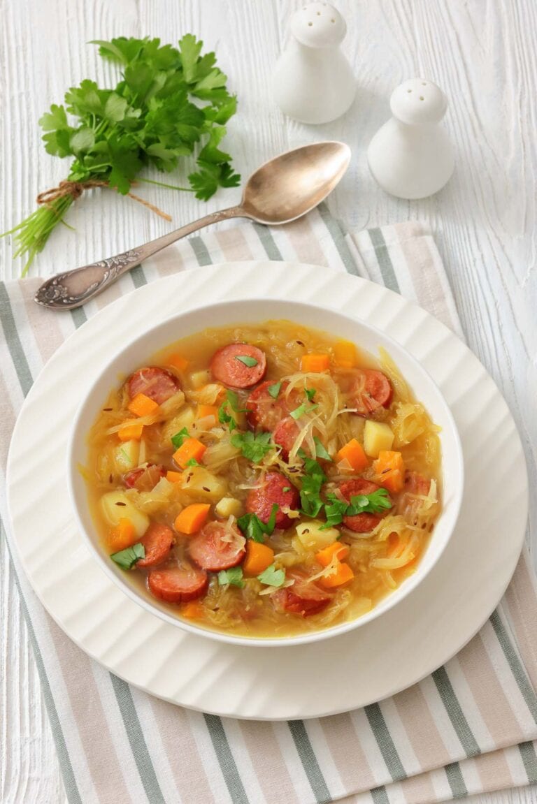 Oma's Sauerkraut Soup with Kielbasa - Retro Recipe Book